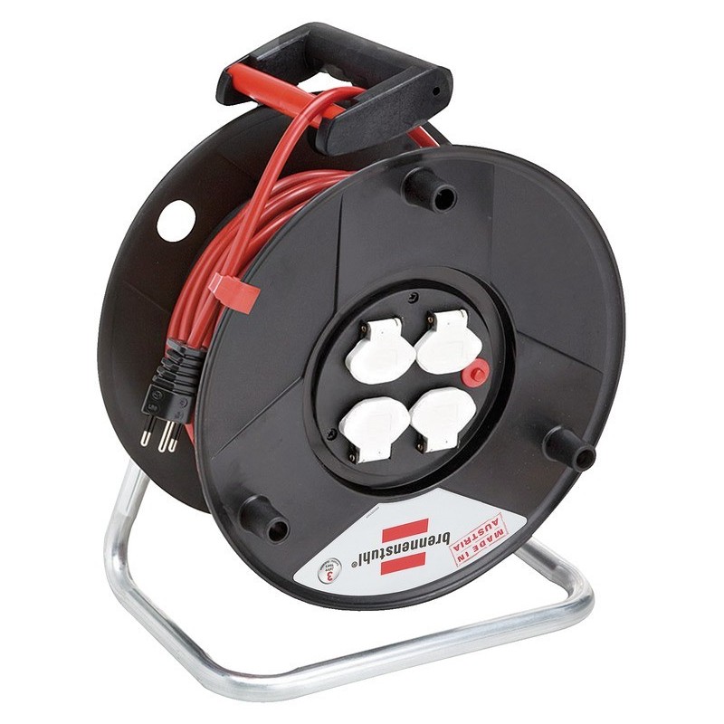 Kabeltrommel Garant ST 290, 4x T13 Steckdosen, T12 Stecker, Kabel 50m H05VV-F 3G1,5 rot